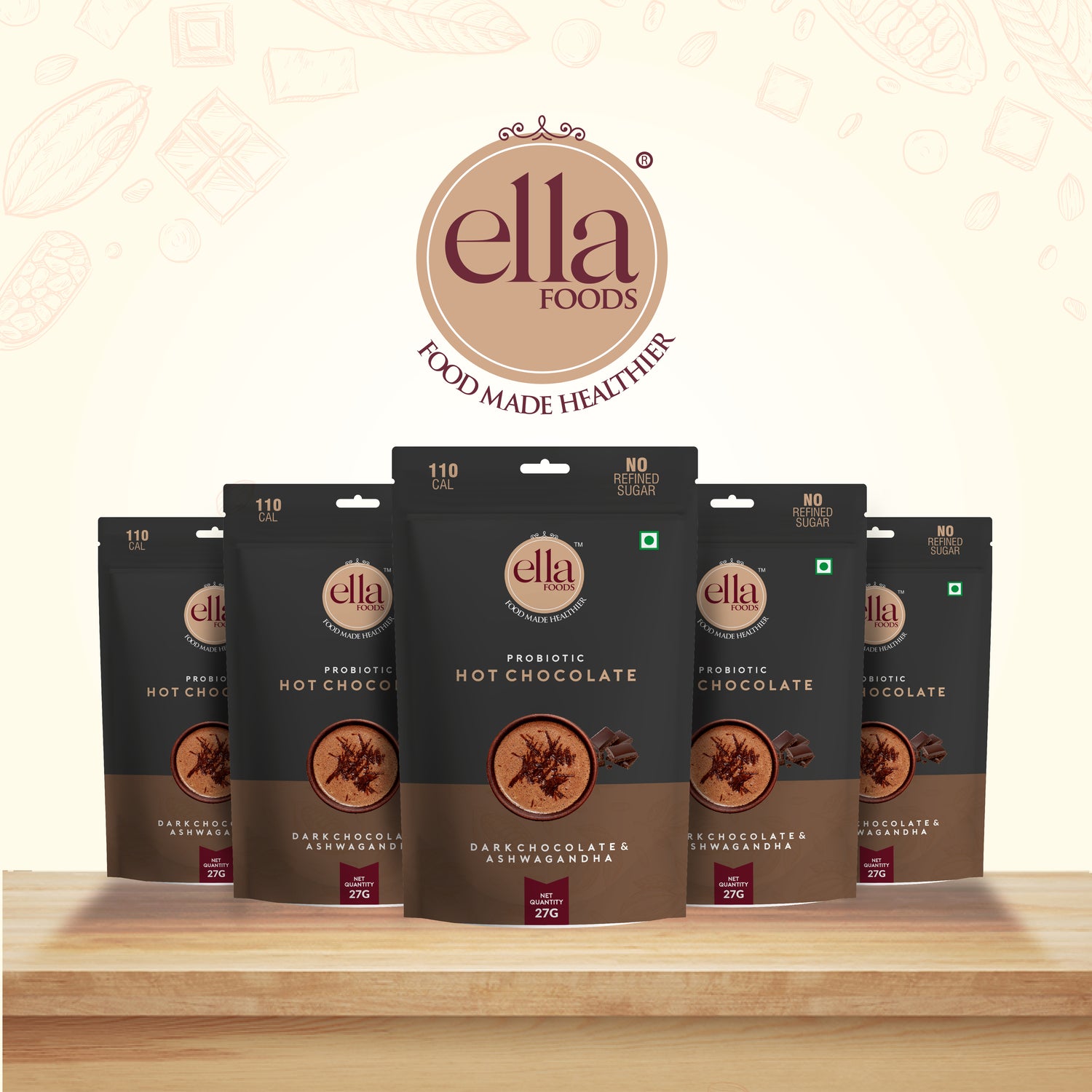 Ella Foods Instant Hot Chocolate ( 27 gram) Pack of 5 – EllaFoods