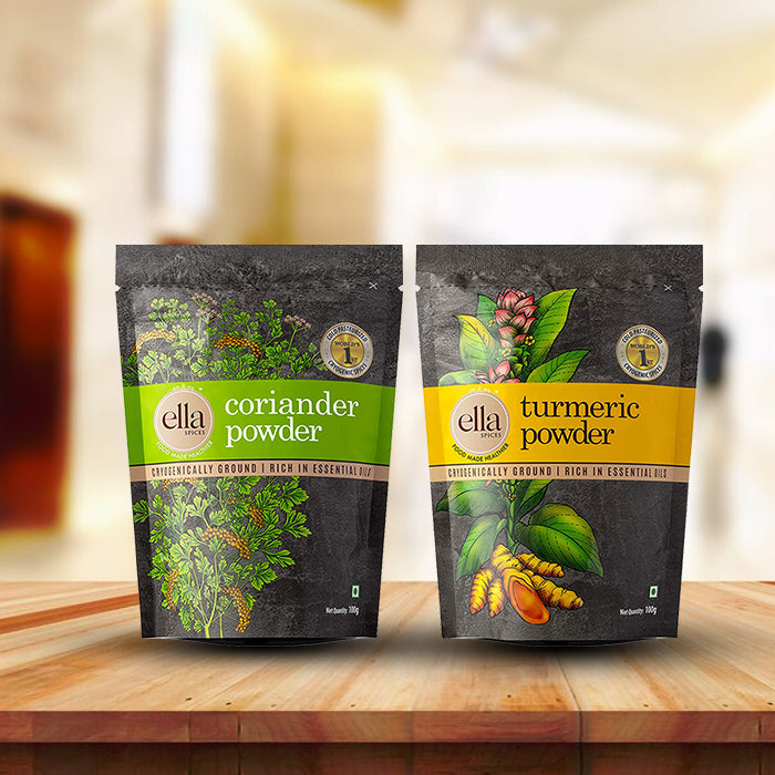 Ella Foods Coriander and Turmeric Powder Combo | 100 grams each | Spic ...